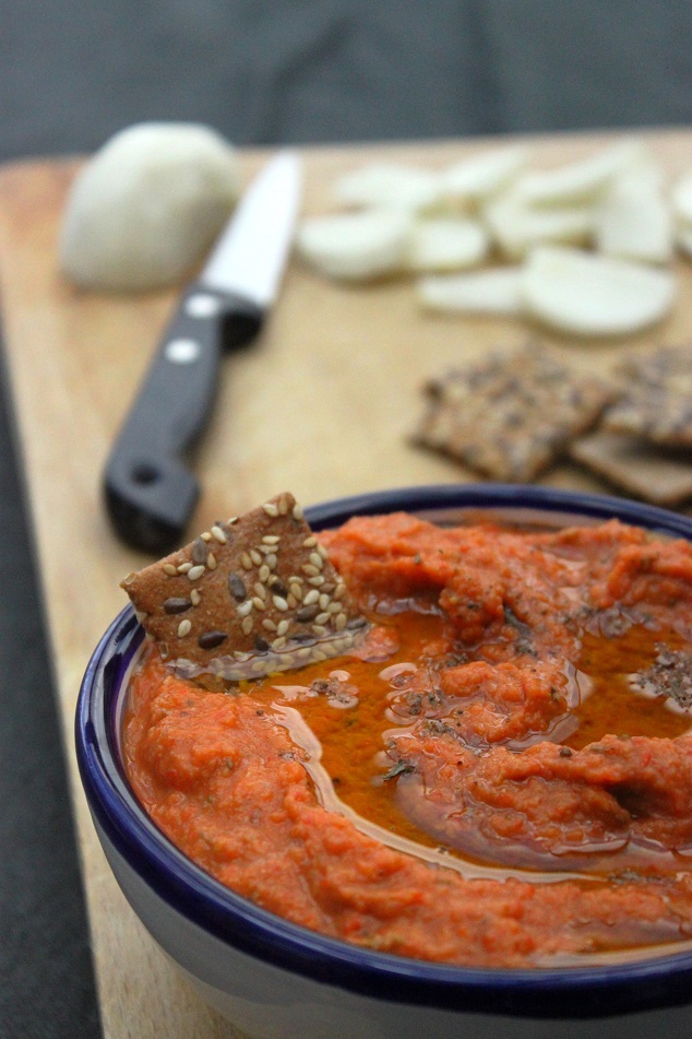 Dip aux poivrons rouges et pois chiches, recette - Vegan Pratique
